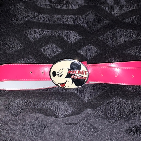 Disney | Accessories | Mickey Mouse Belt Buckle With Pink Belt | Poshmark